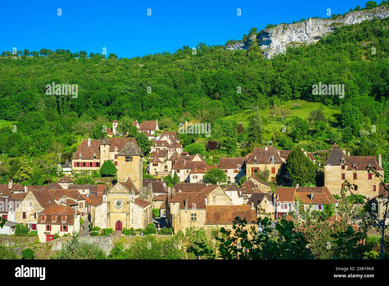 France, Lot, Dordogne Valley, Autoire, medieval village labeled Les Plus Beaux Villages de ...