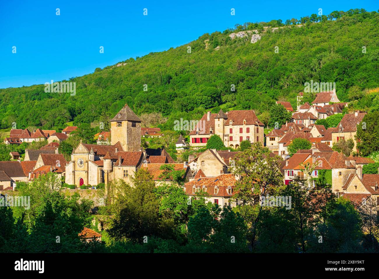 France, Lot, Dordogne Valley, Autoire, medieval village labeled Les Plus Beaux Villages de ...
