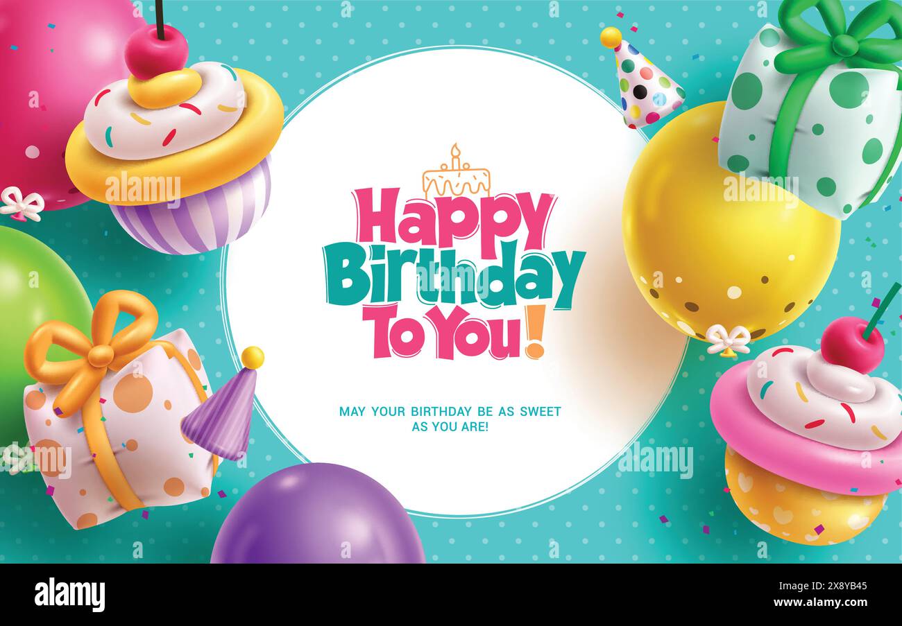 Happy birthday greeting vector design. Birthday cake blueberry flavor ...