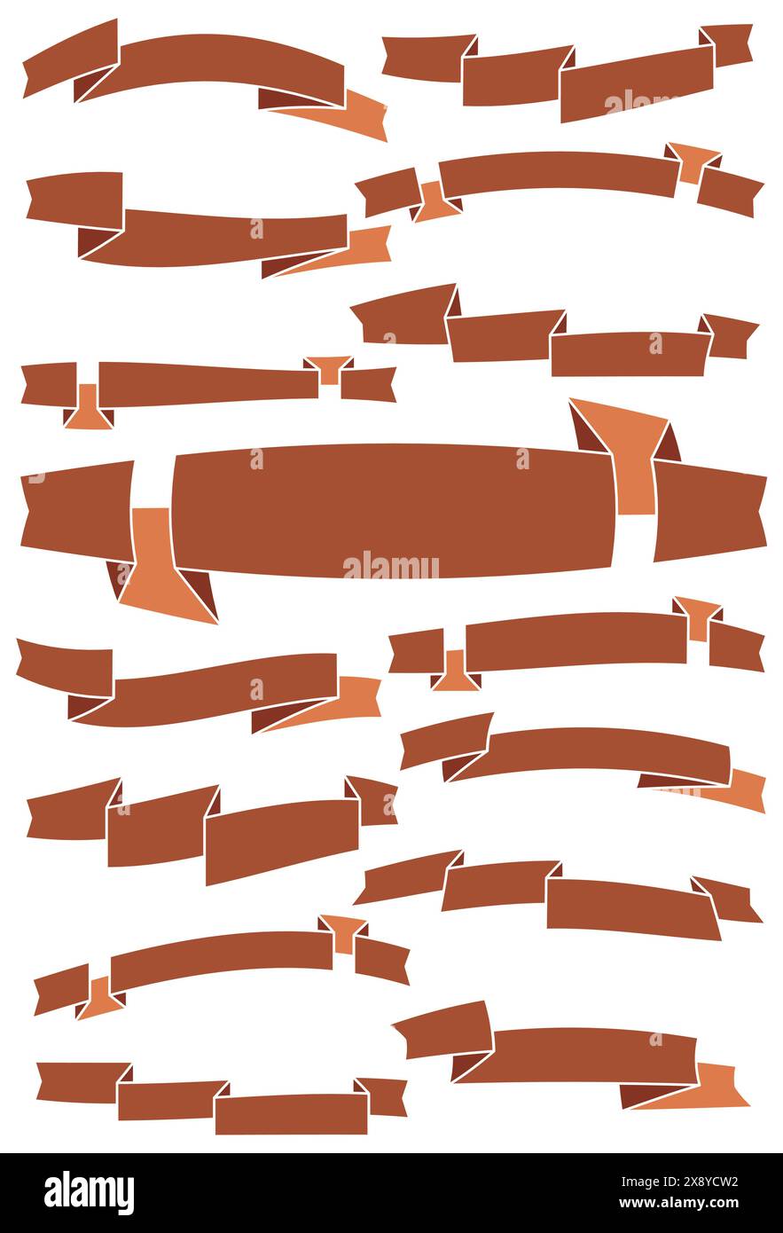 Set of fifteen brown cartoon ribbons and banners for web design. Great ...