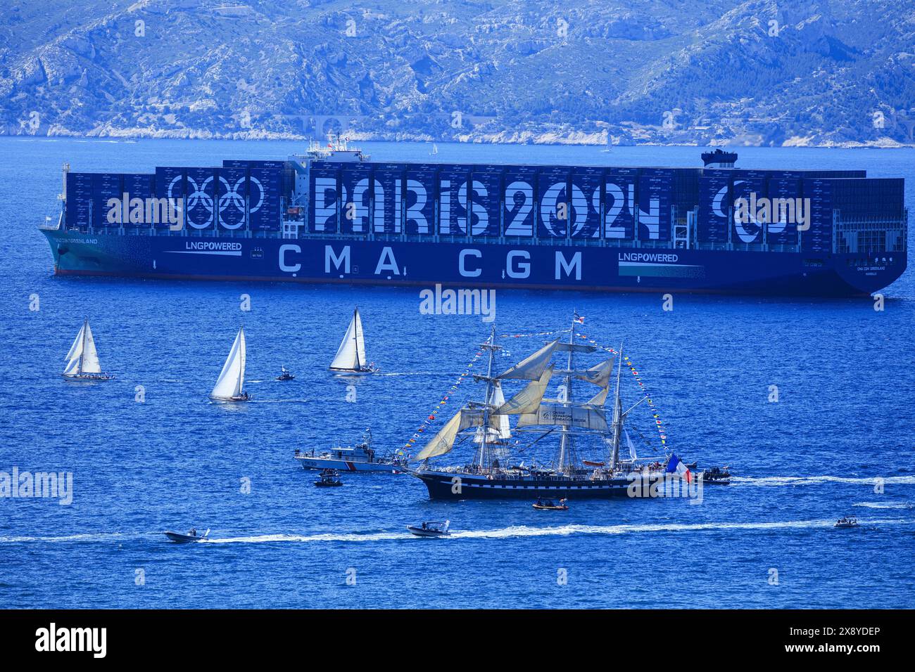 France, Bouches du Rhone, Marseille, CMA CGM container ship in ...