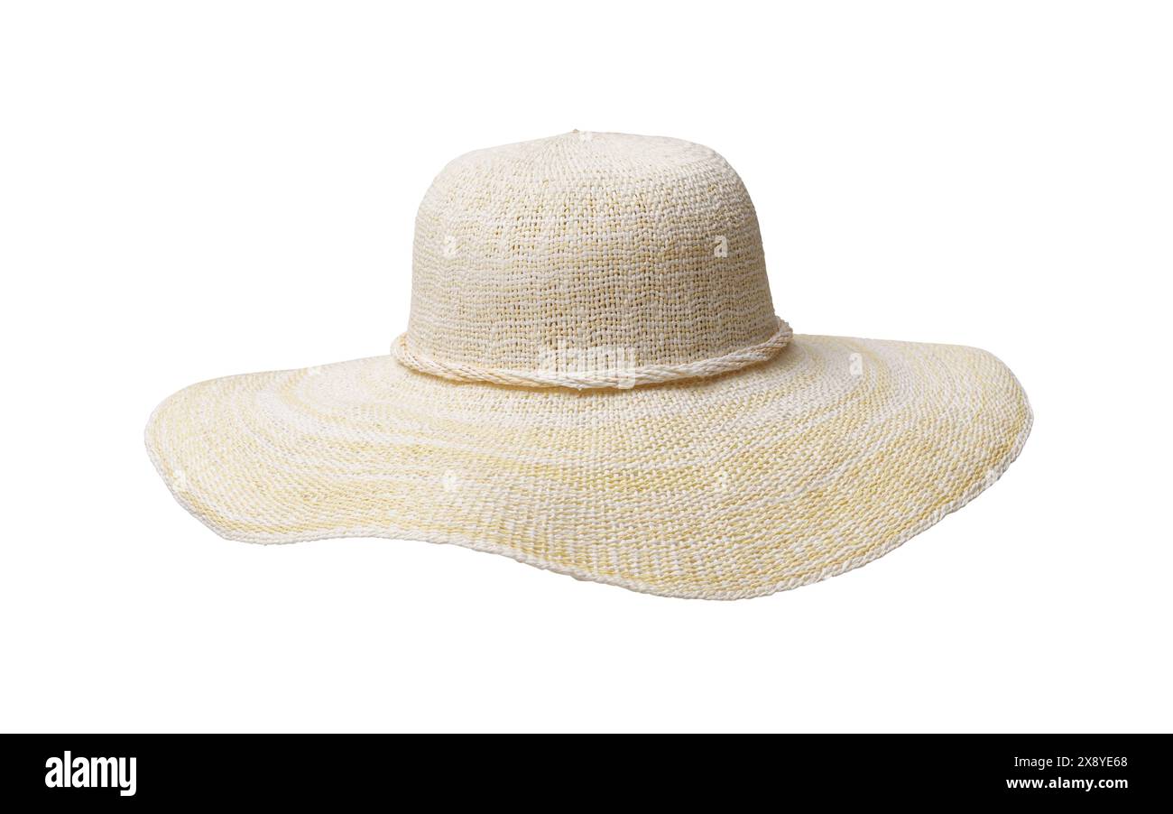 Wide brimmed hat isolated on white background, summer and travel ...