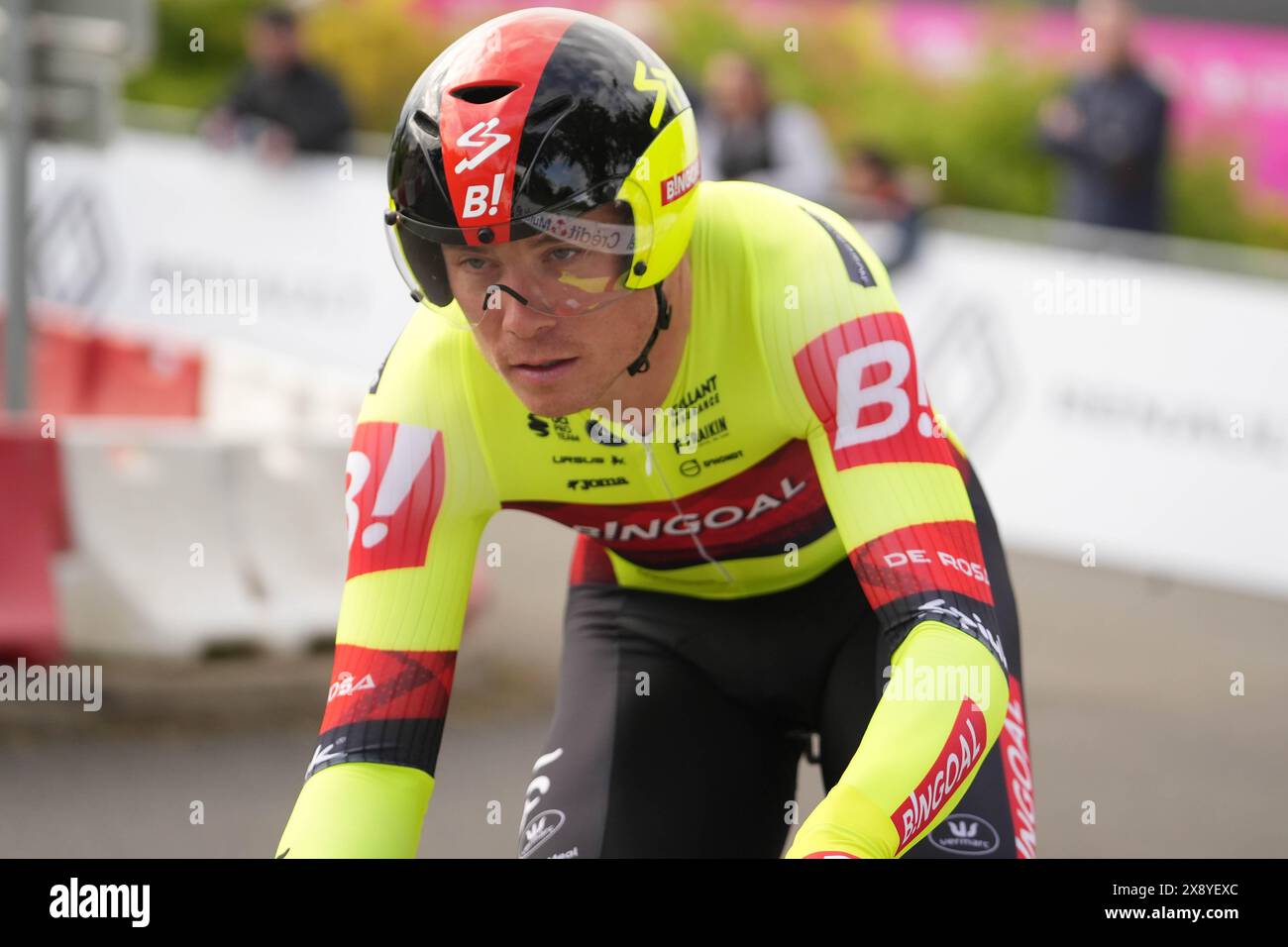 PEYSKENS Dimitri (Bingoal-WB) during the Boucles de la Mayenne 2024, Stage 1 Prologue Espace ...