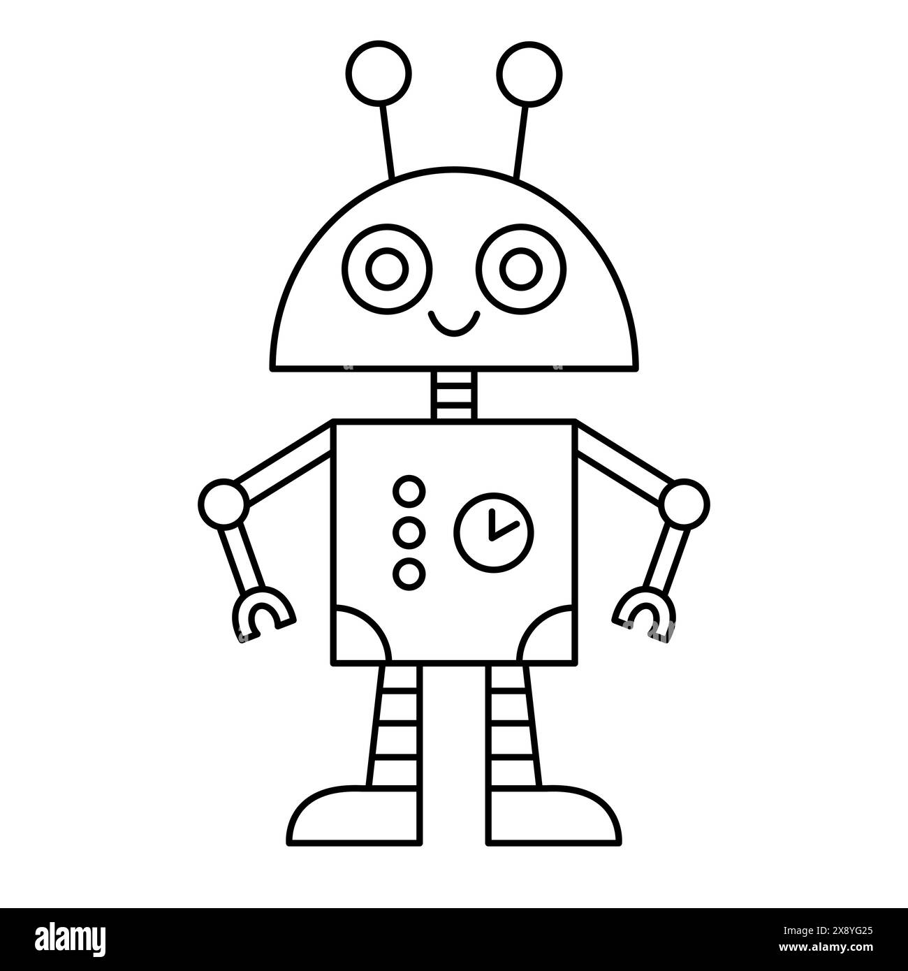 Cute Funny Robot Character Outline Doodle Icon Stock Vector Image & Art ...