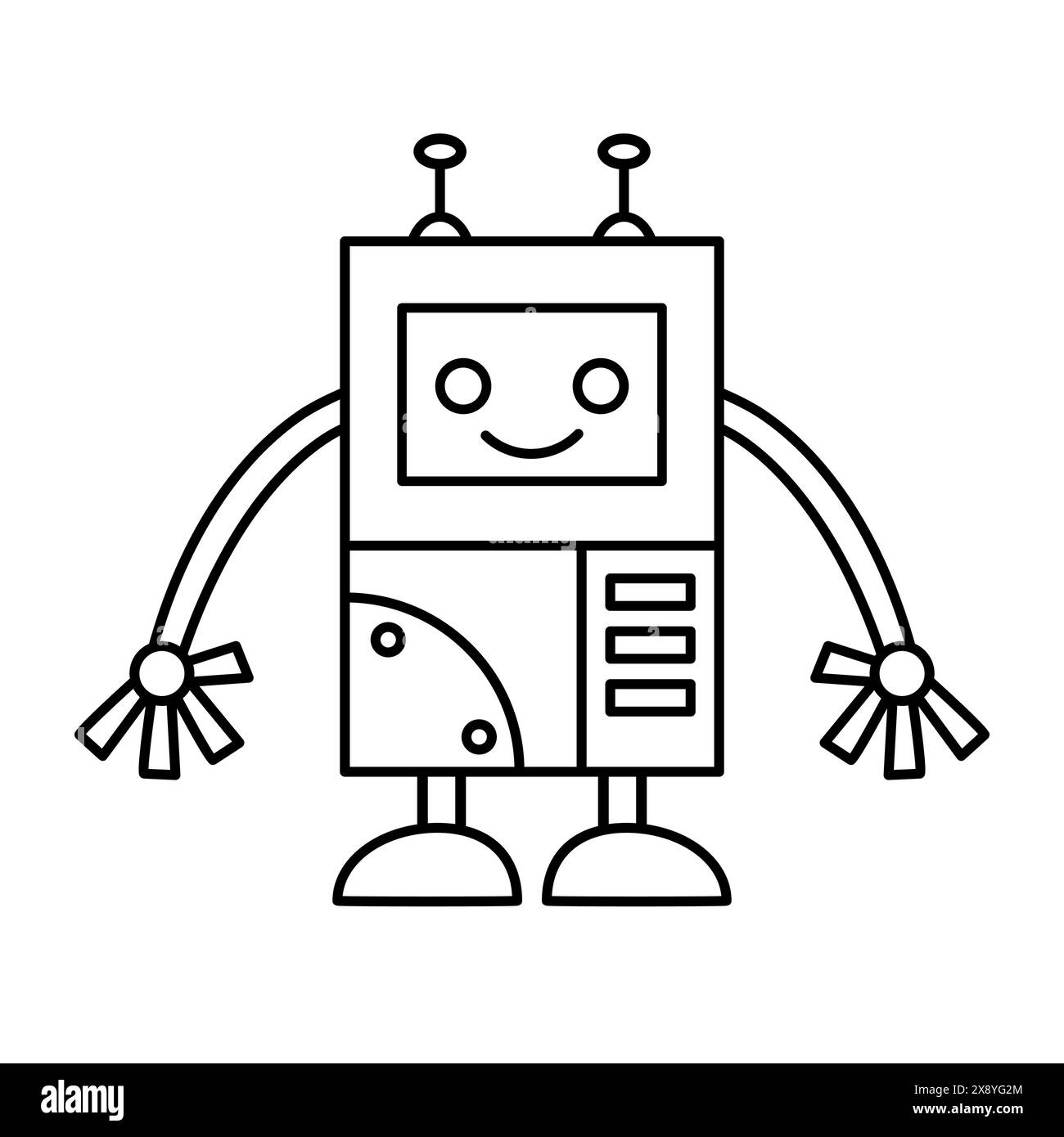 Cute Funny Robot Character Outline Doodle Icon Stock Vector Image & Art ...
