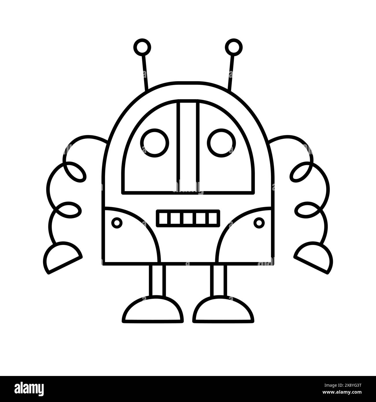 Cute Funny Robot Character Outline Doodle Icon Stock Vector Image & Art ...