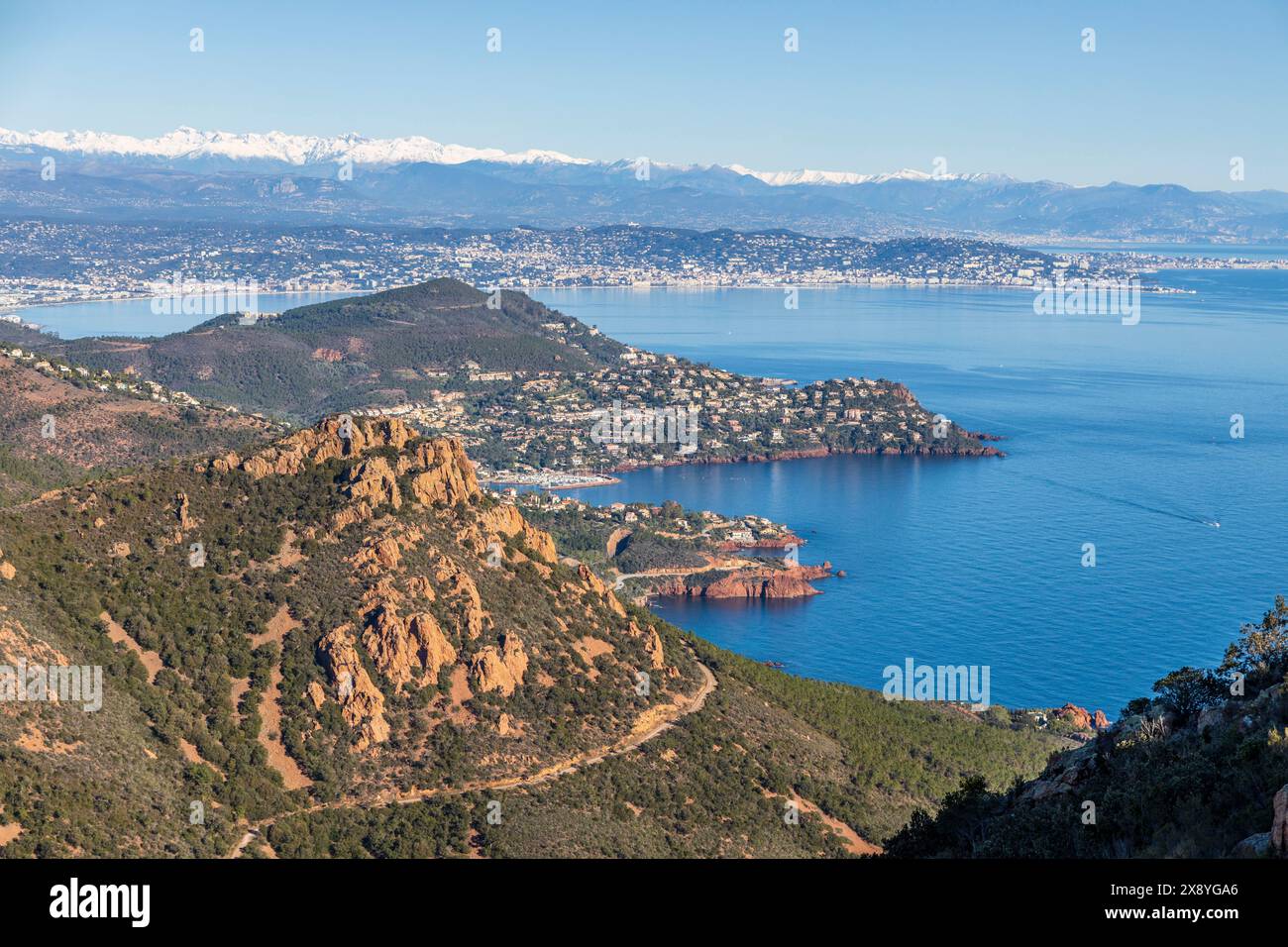 France, Var, Saint-Raphaël, Esterel massif, the coast of the Corniche ...