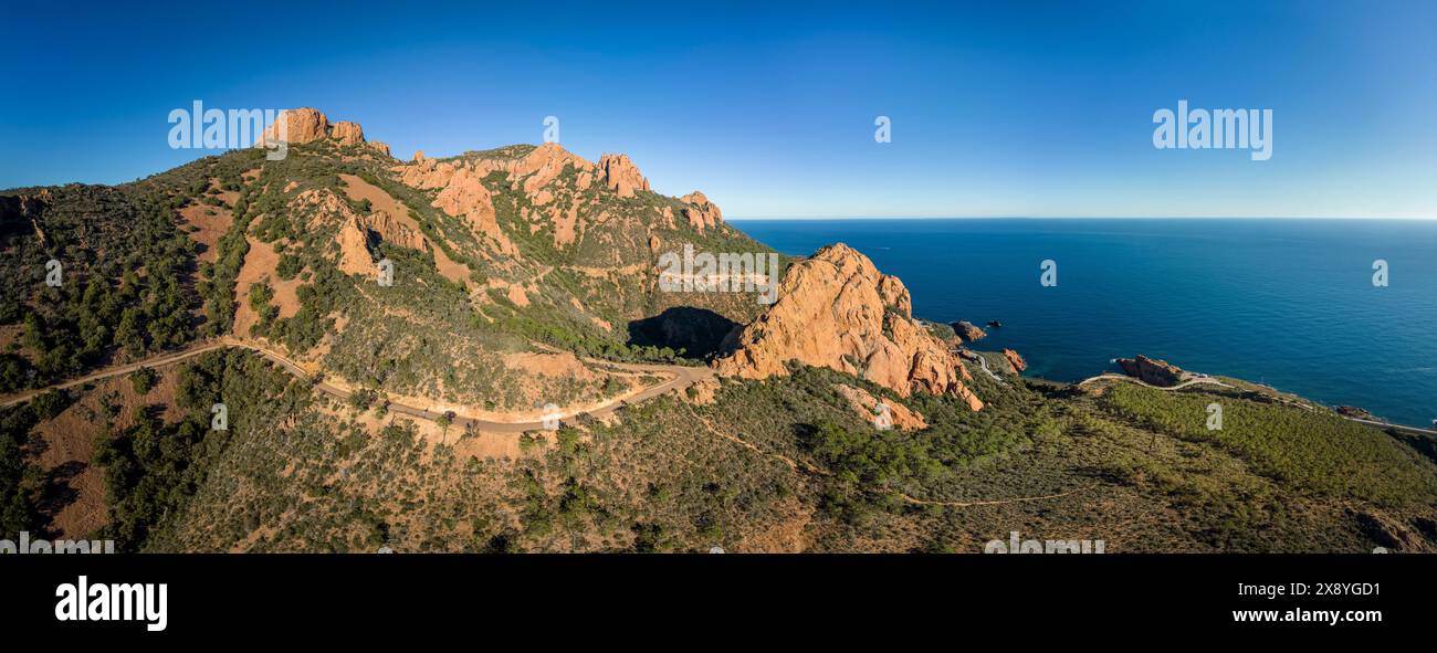France, Var, Saint-Raphaël, Estérel massif, left the summit of Saint ...