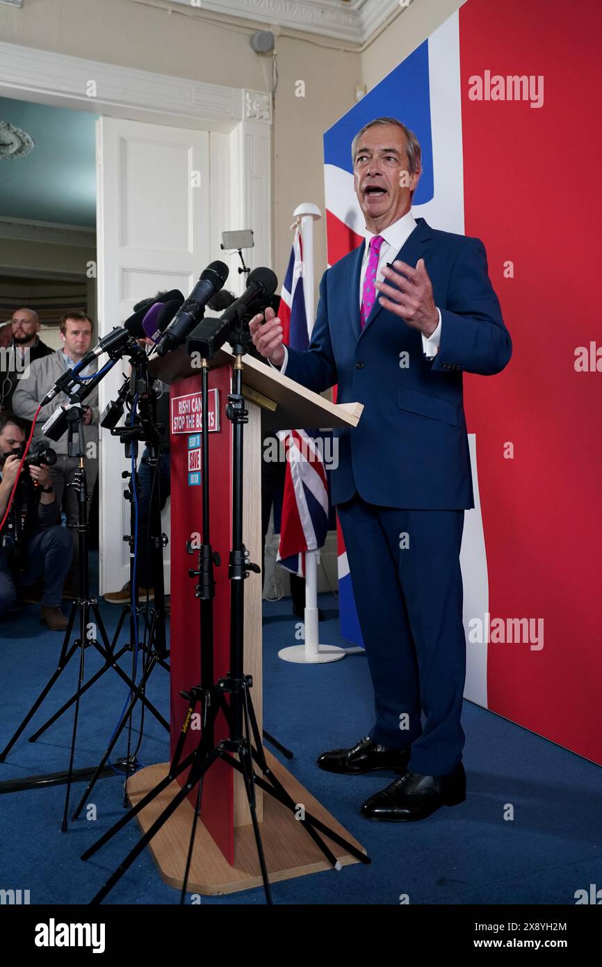 Nigel Farage speaking during a press conference at the Royal Cinque ...