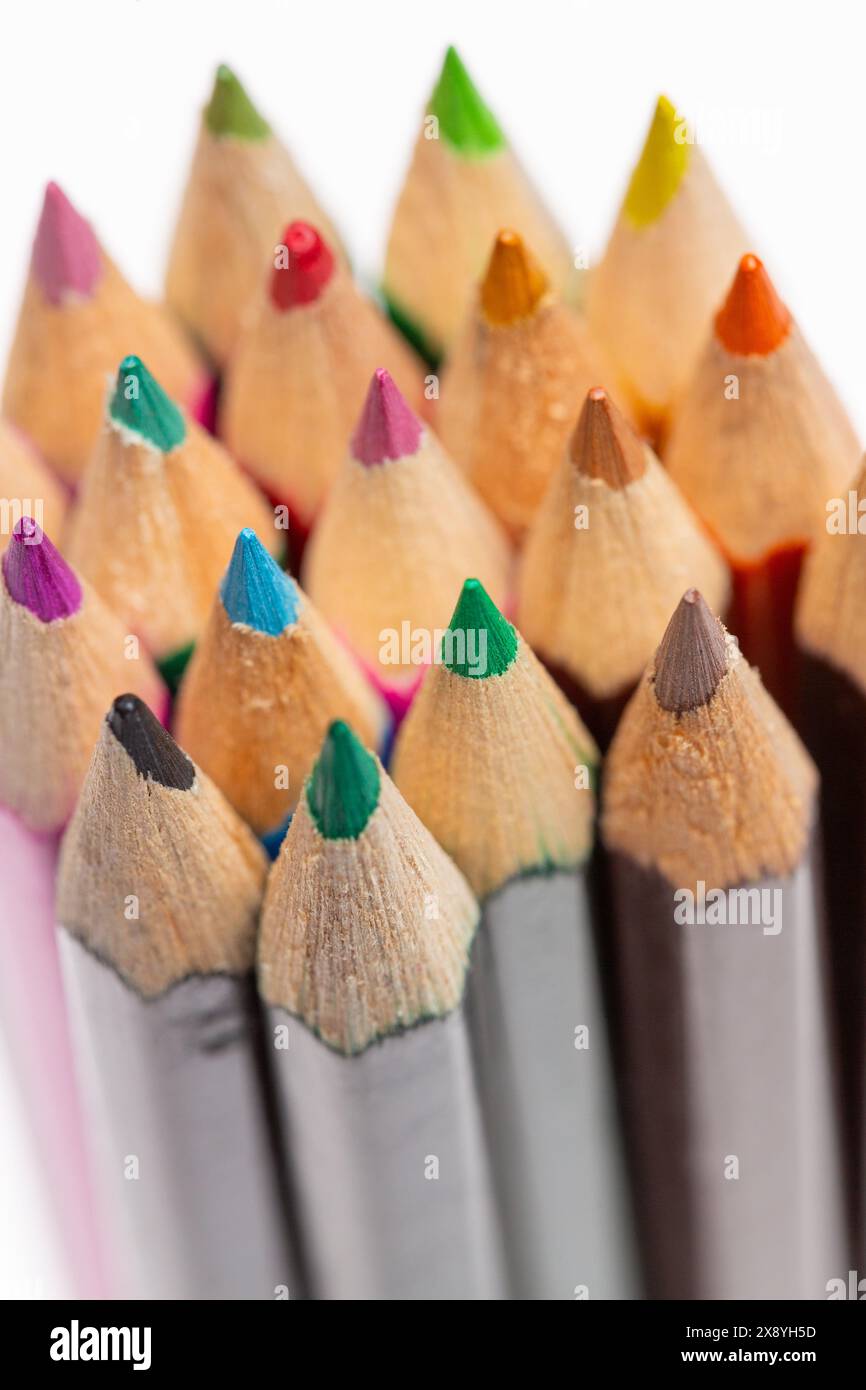A collection of Coloured pencils on white background Stock Photo - Alamy