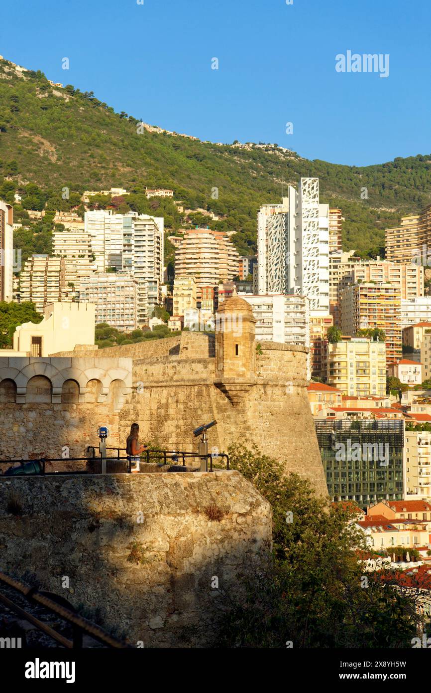 Principality of Monaco, Monaco, the Rock (le Rocher) and the ramparts ...