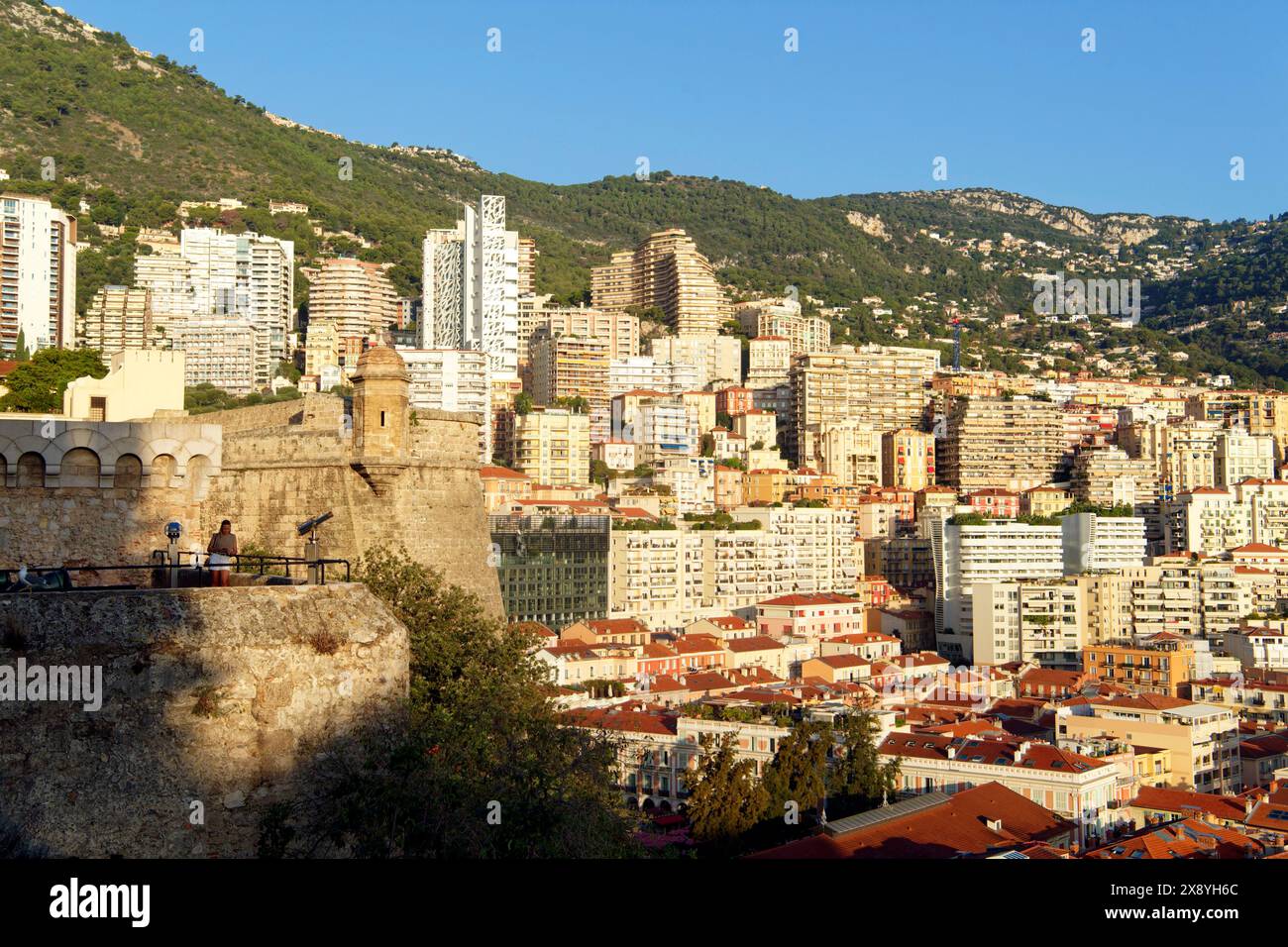 Principality of Monaco, Monaco, the Rock (le Rocher) and the ramparts ...