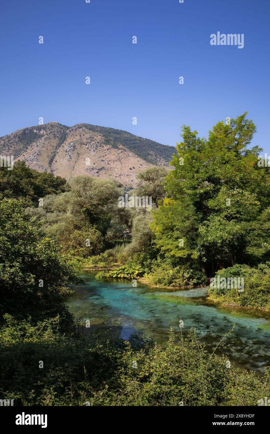 Vertical Scenery of Blue Eye Landscape with Trees and Mountain during ...
