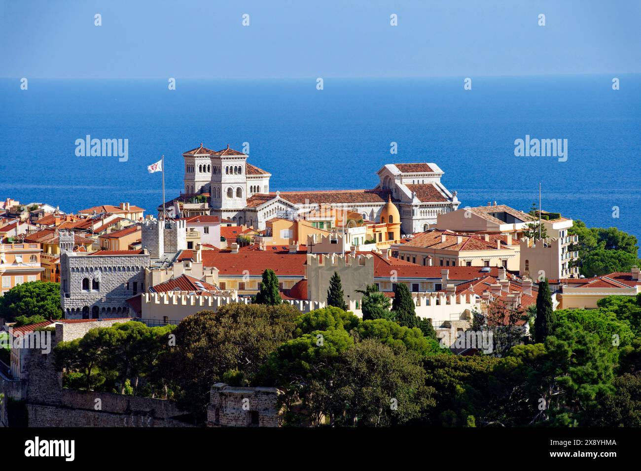 Principality of Monaco, Monaco, the Rock (le Rocher) with the towers of ...