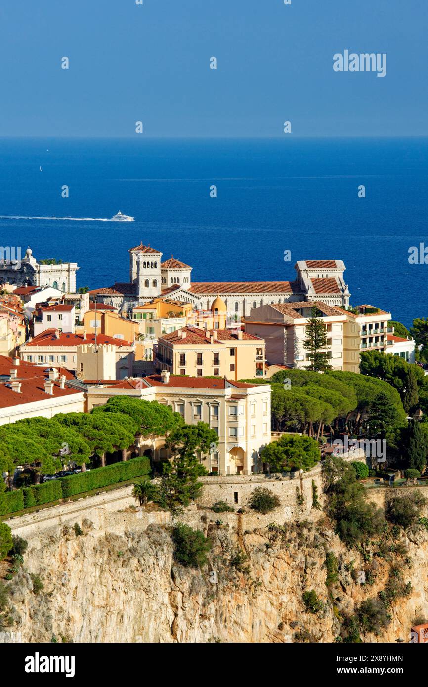 Principality of Monaco, Monaco, the Rock (le Rocher) with the towers of ...