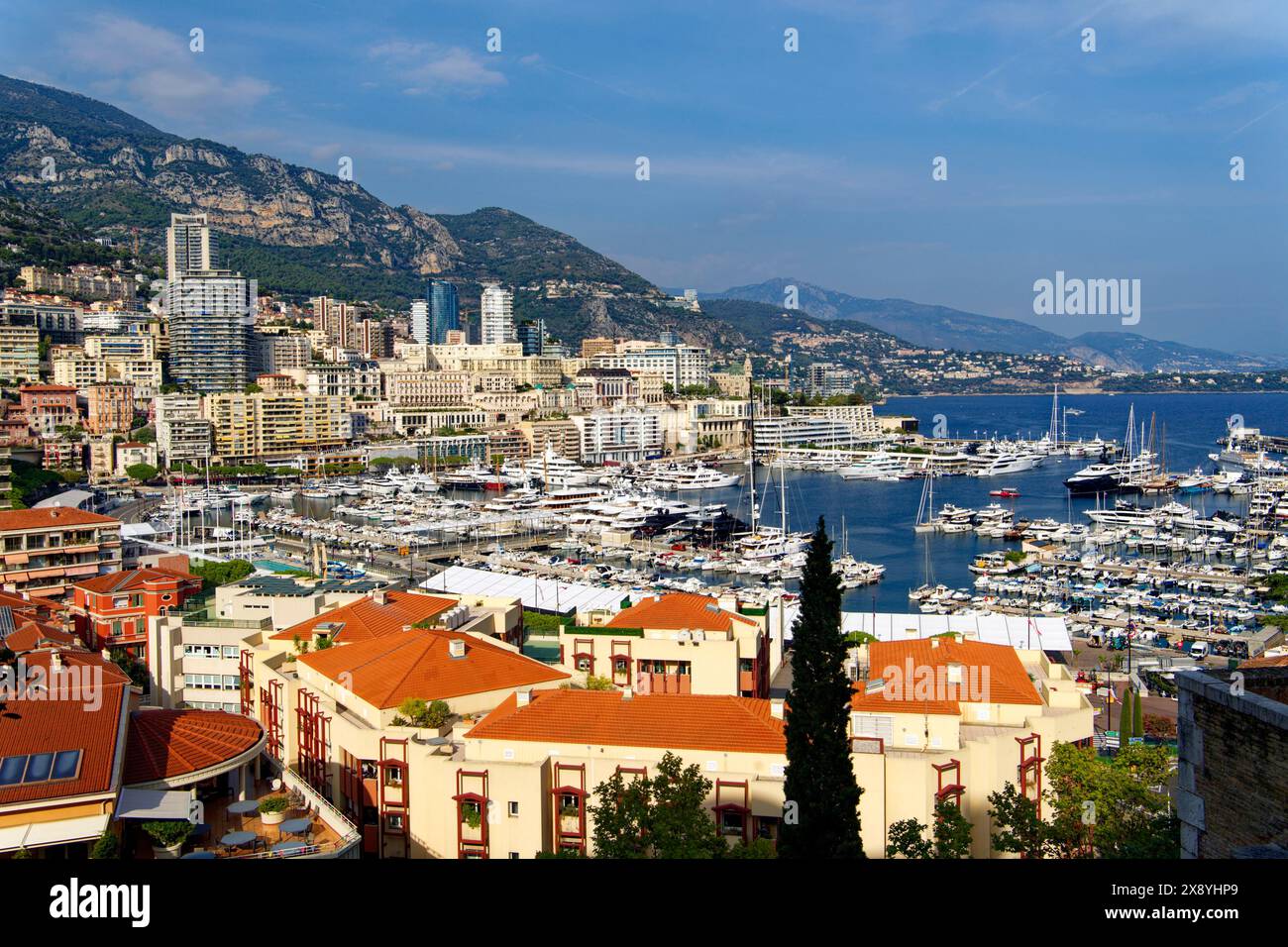 Principality of Monaco, Monaco, Monte Carlo view from the old town over ...