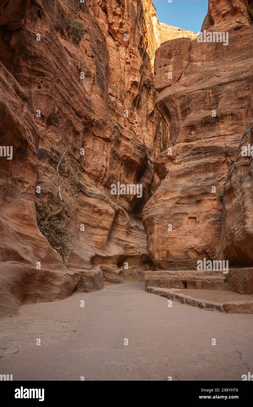 Vertical Siq of Rock Formation in Petra Jordan. Rocky Canyon in the ...