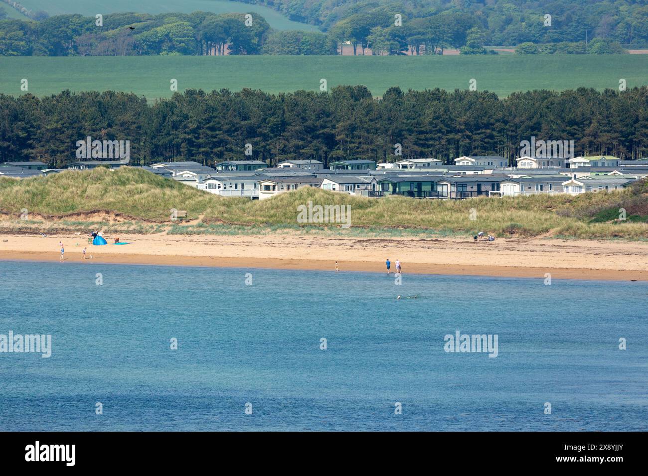 Elie Holiday Park and Shell Bay near Elie, Fife Scotland Stock Photo ...