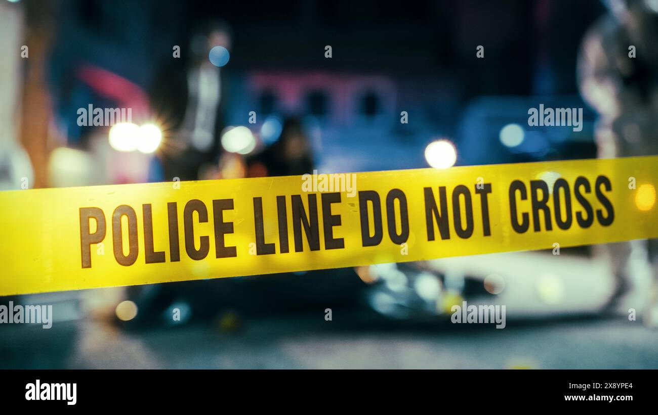 Yellow Tape Showing Text Police Line Do Not Cross Restricting a Crime ...
