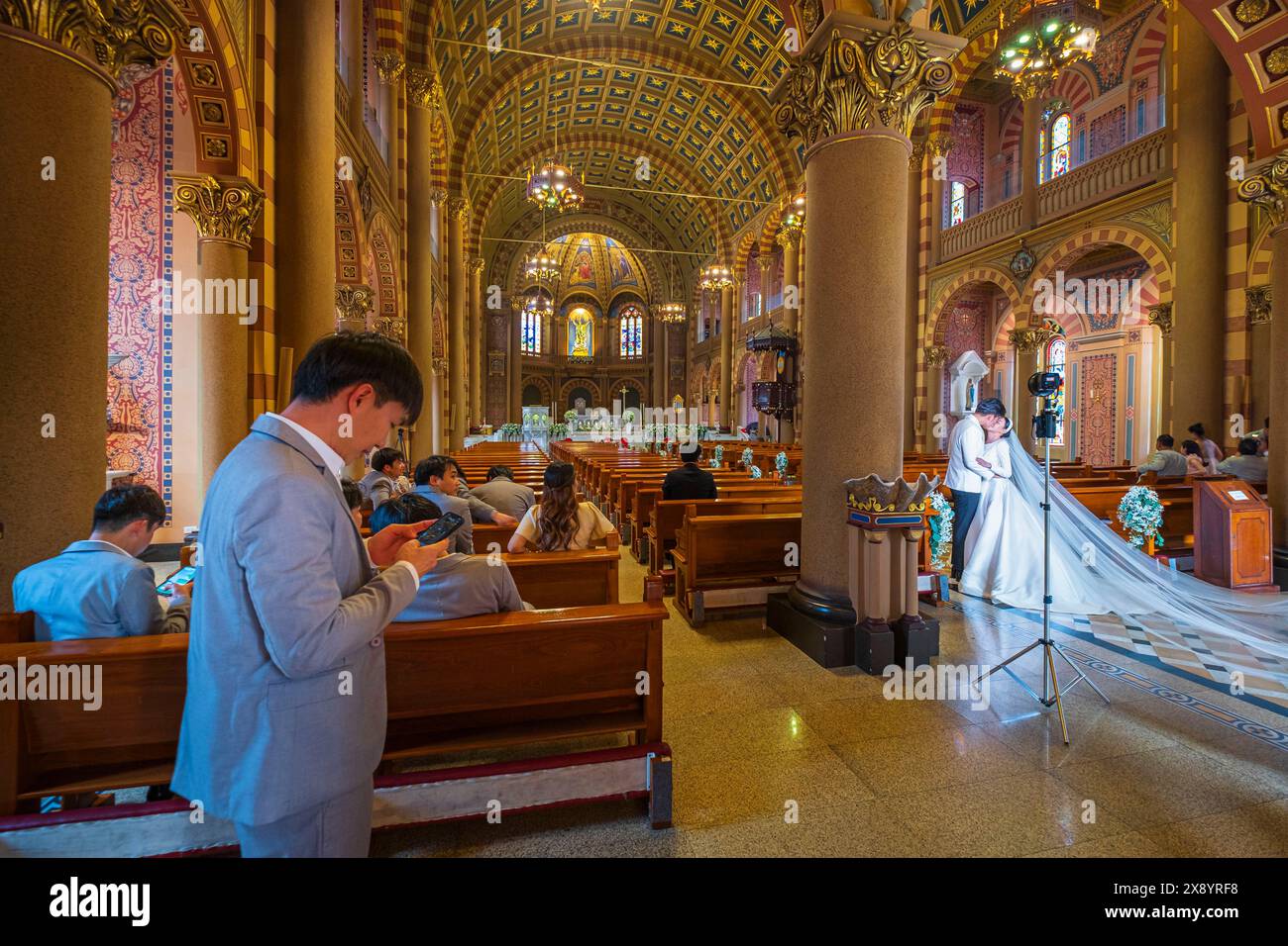 Thailand, Bangkok, Bang Rak district, wedding in the Cathedral of the ...