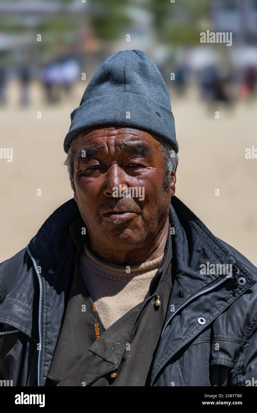 Portrait of an old Tibetan man from Leh, Ladakh taken on 23 May 2024 ...