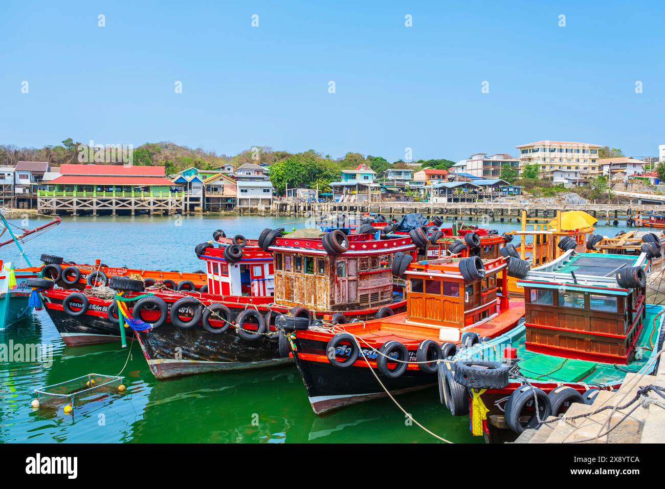 Thailand, Chonburi province, Ko Sichang island, the fishing port Stock ...