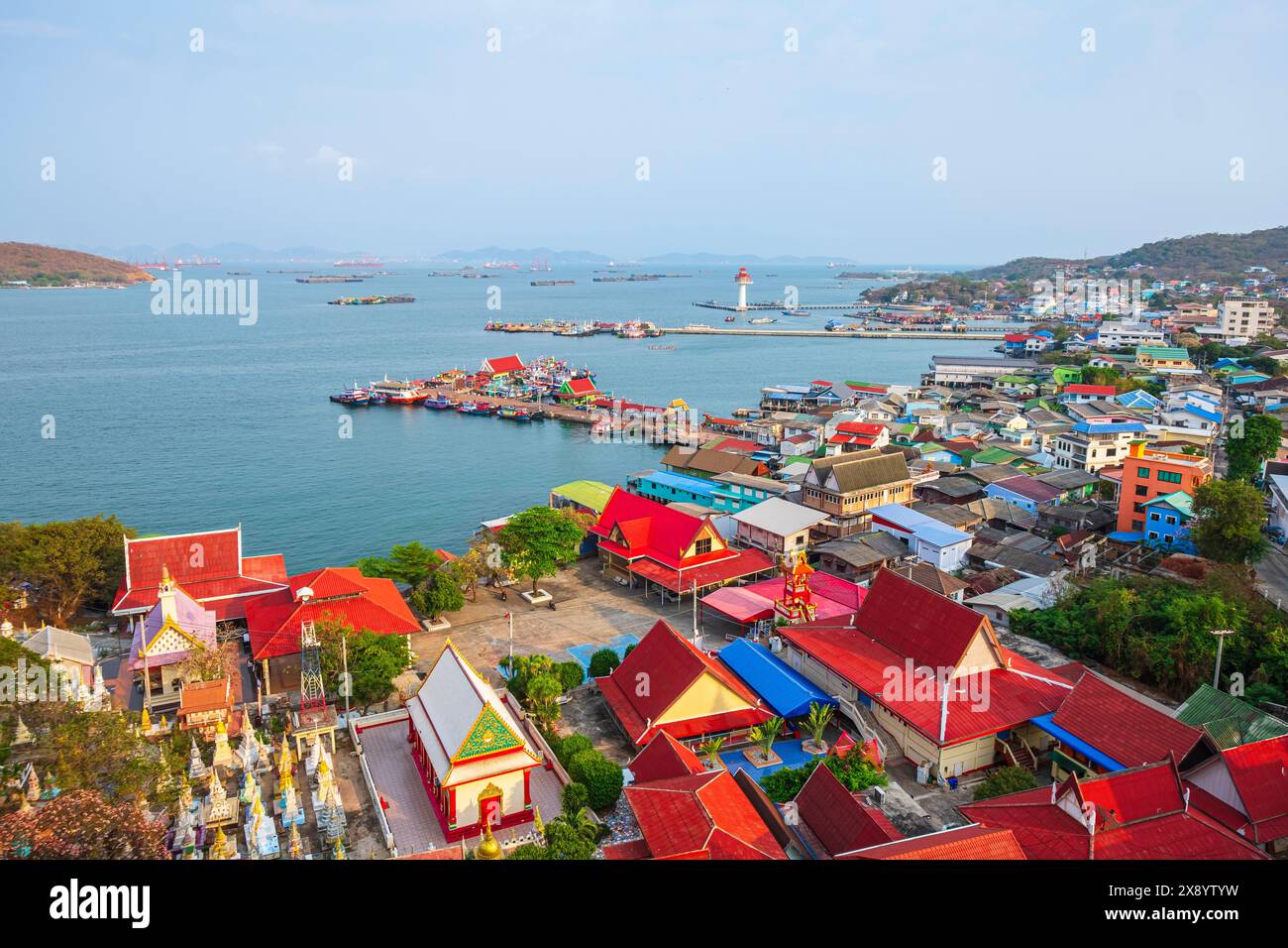 Thailand, Chonburi province, Ko Sichang island, panoramic view from the ...