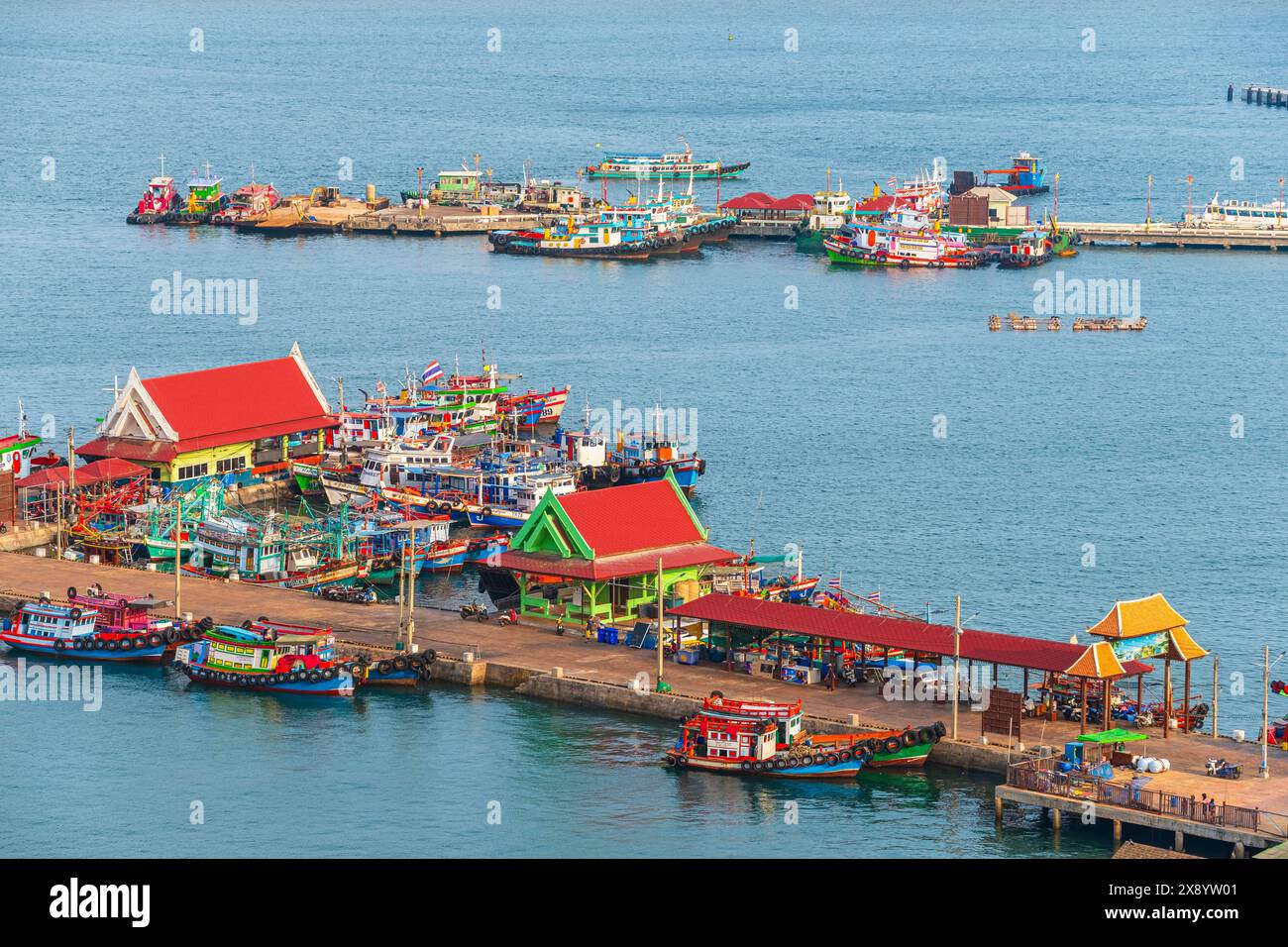Thailand, Chonburi province, Ko Sichang island, the fishing port Stock ...