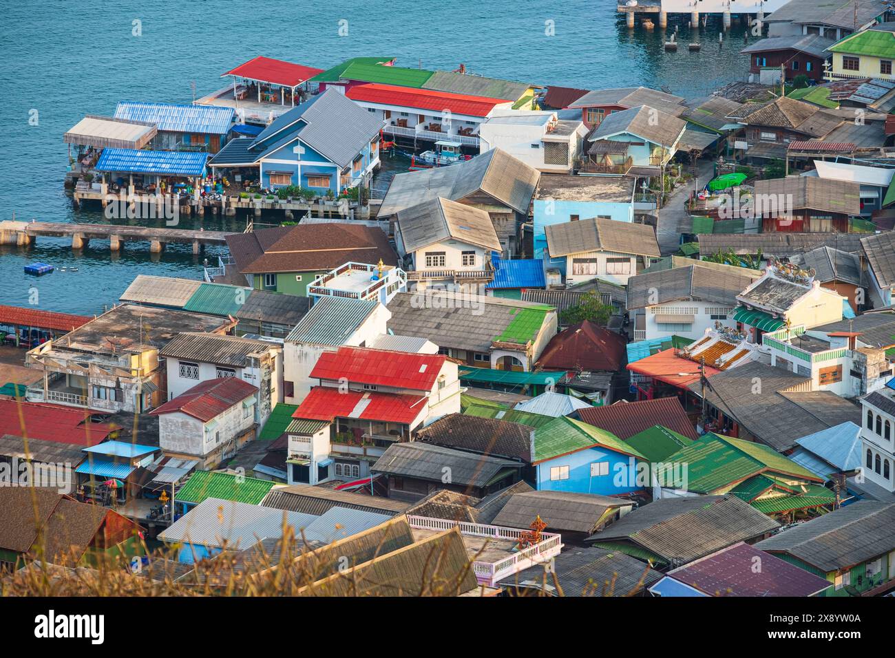 Thailand, Chonburi province, Ko Sichang island, panoramic view from the ...
