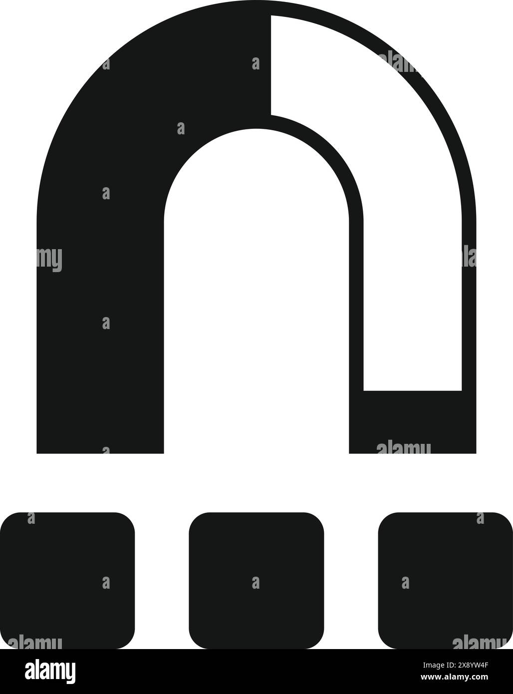 Simple vector illustration of a magnet icon in black and white ...