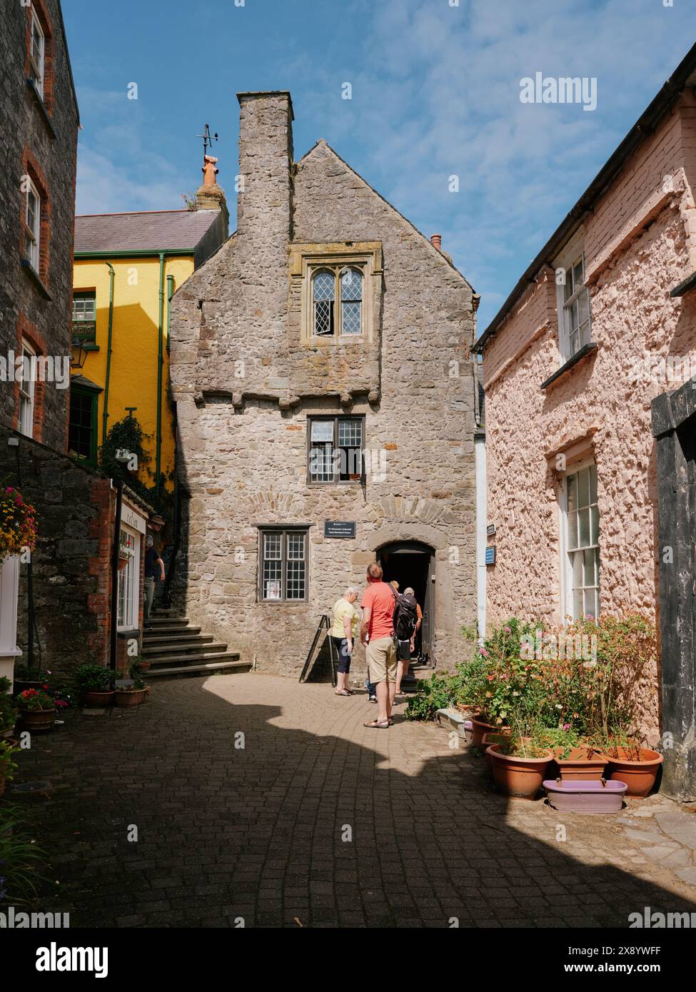 Tudor Merchant's House and tourists in Tenby Pembrokeshire Wales UK ...