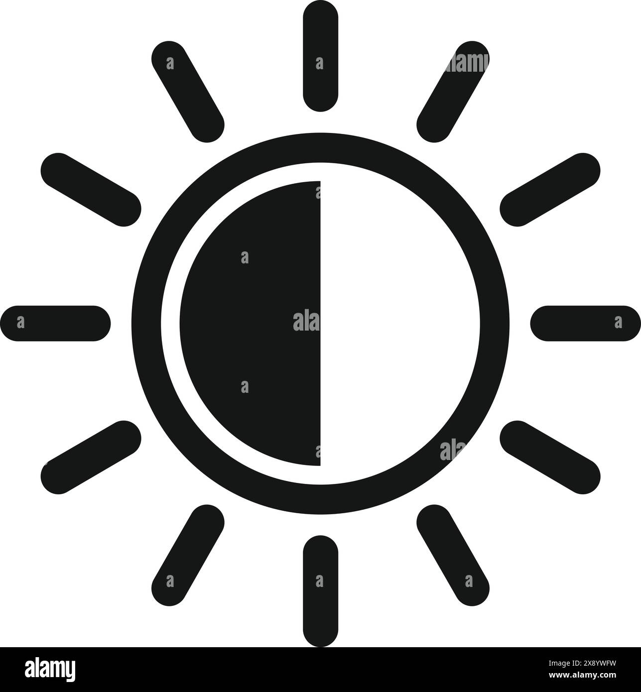 Simple graphic representation of a sun in black and white, perfect for ...