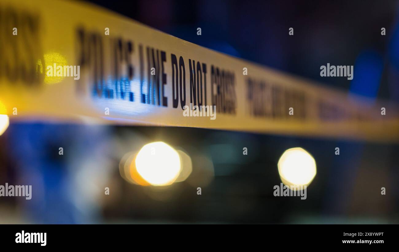 Yellow Tape Showing Text Police Line Do Not Cross Restricting a Crime ...