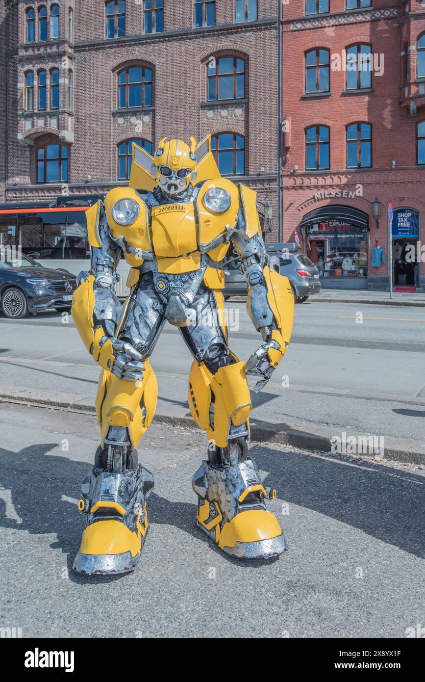 Giant sized bumblebee transformer in Bergen on 16th May 2024 in build ...