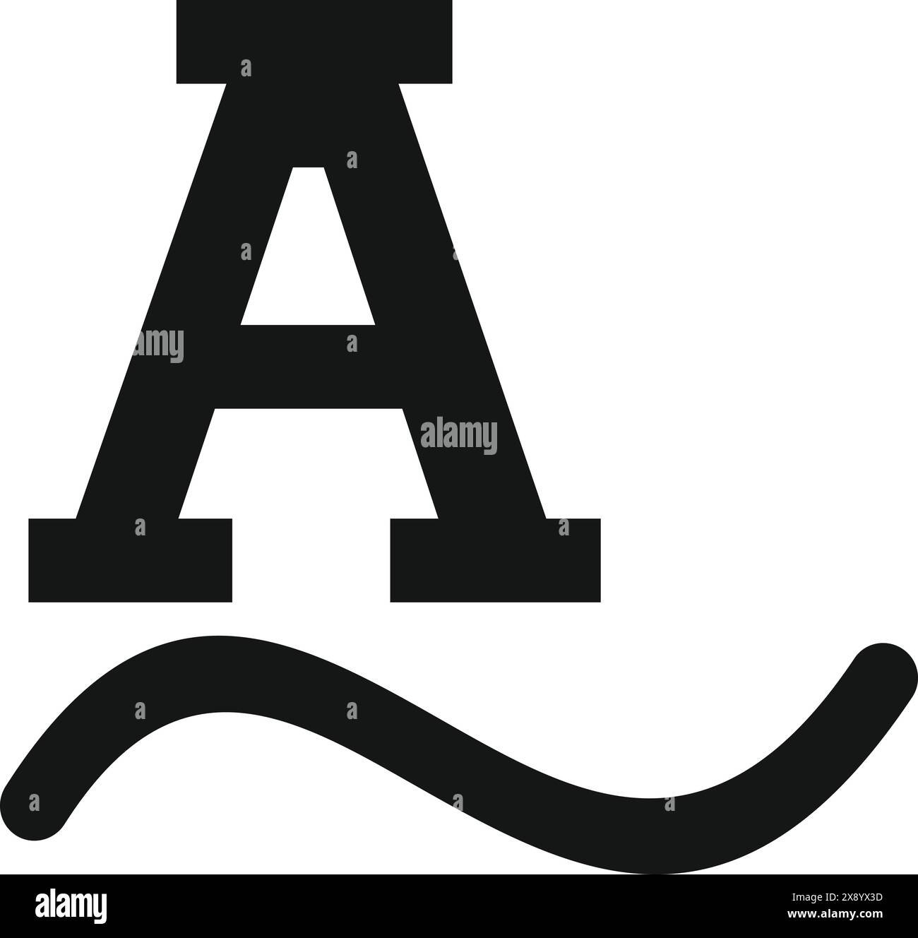 Graphic icon of a bold letter a with an artistic underline swirl ...