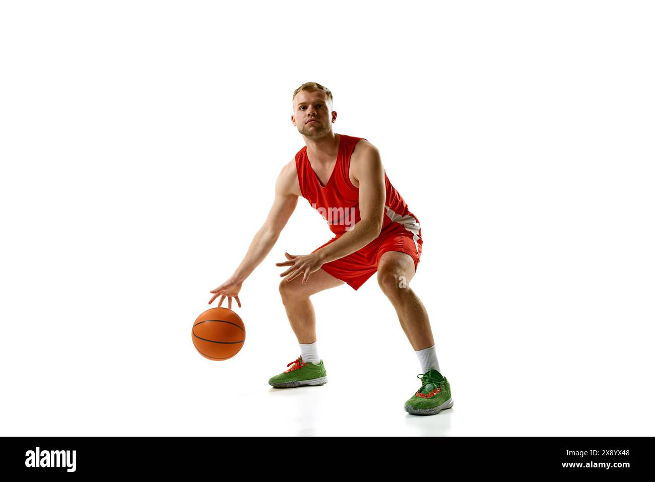 Dynamic portrait of young athlete man, professional basketball player ...