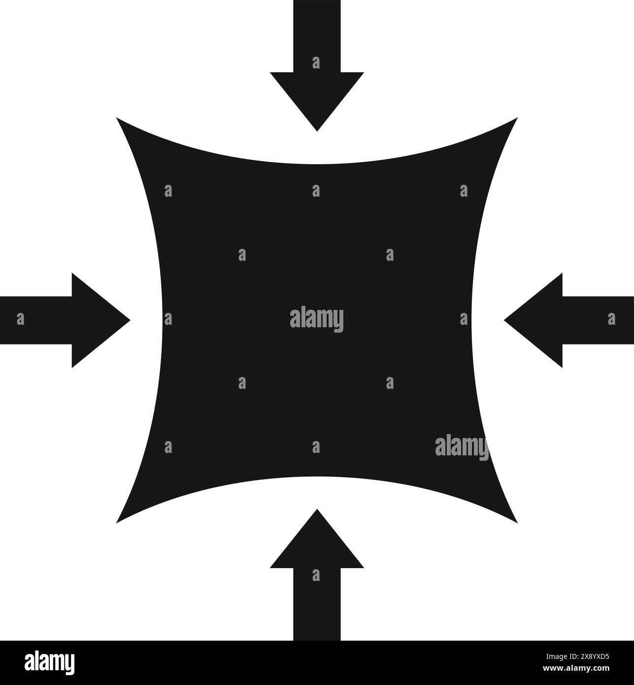 Graphic image displaying a bold black square with arrows pointing ...