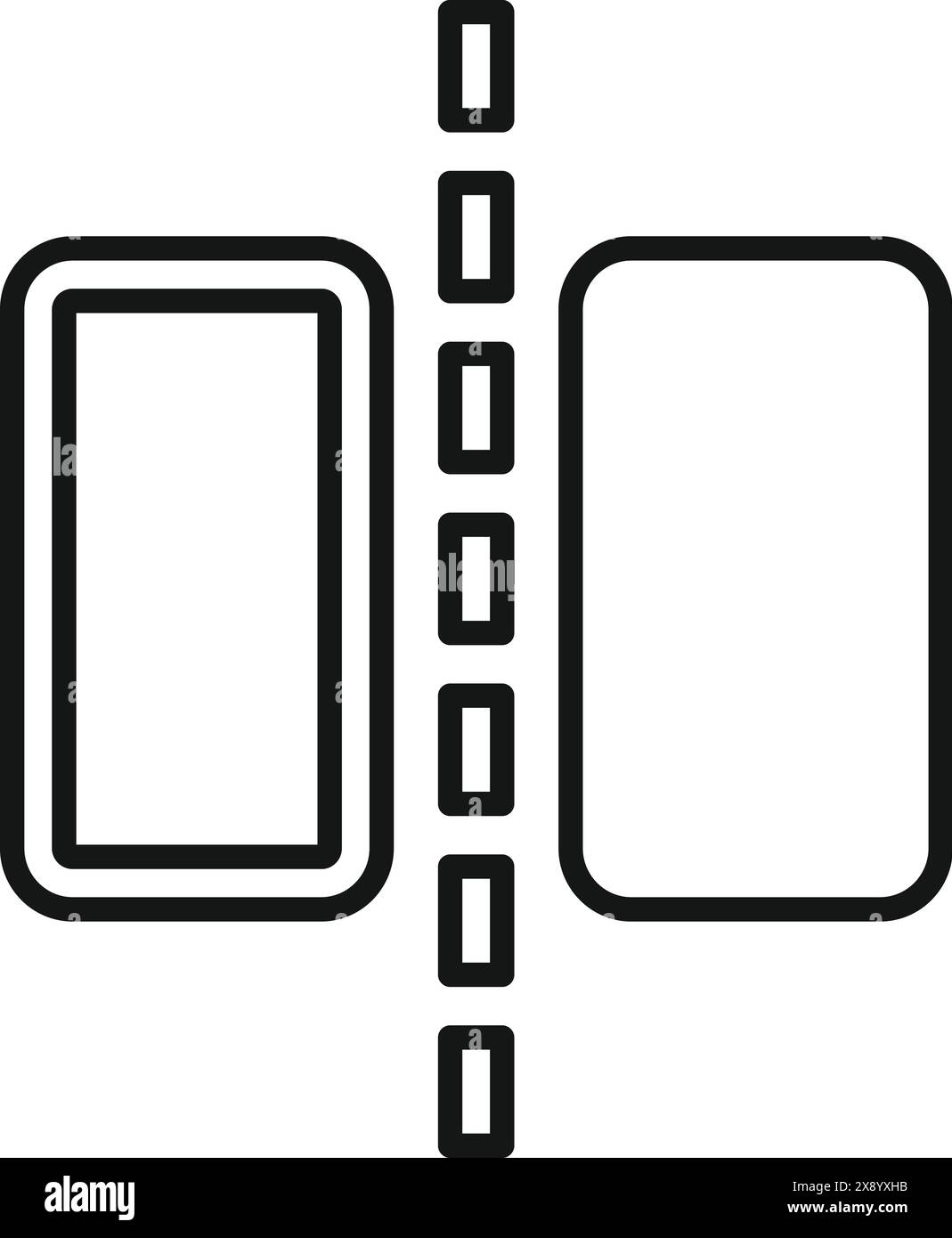 Vector illustration of two blank rectangular frames connected with a ...