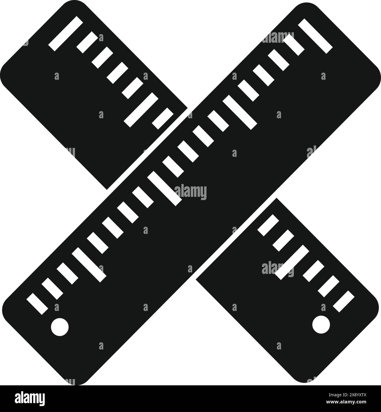 Vector illustration of black and white crossed rulers icon, perfect for ...