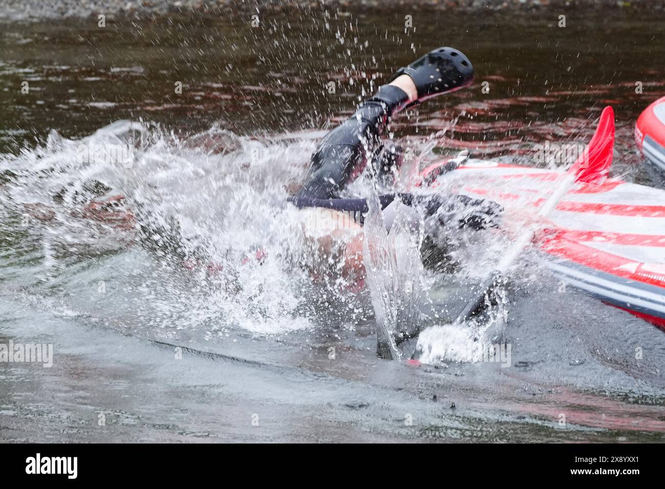 Liberal Democrat Leader Sir Ed Davey falls into the water while ...