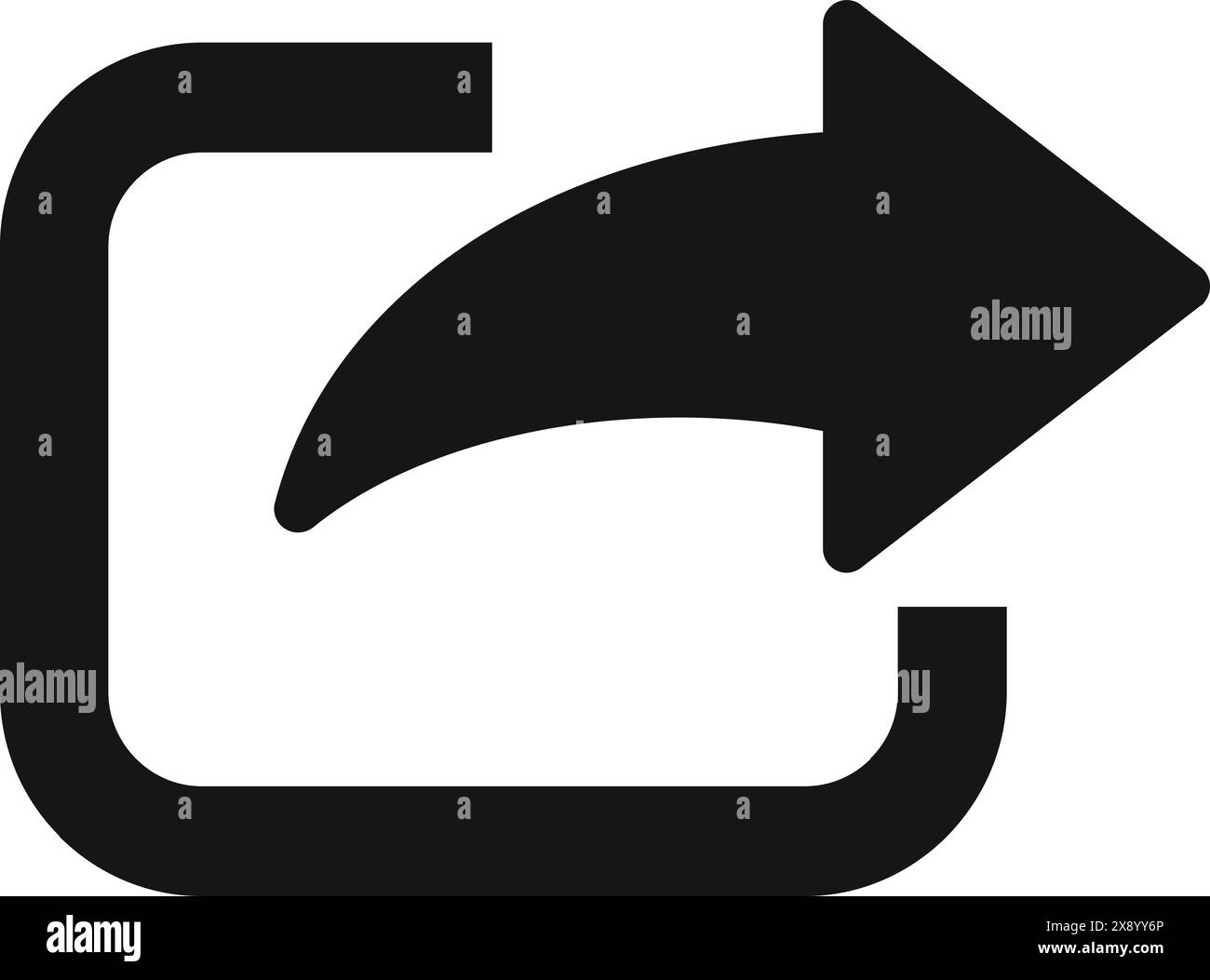 Simple yet bold black share icon with a curved rightpointing arrow ...