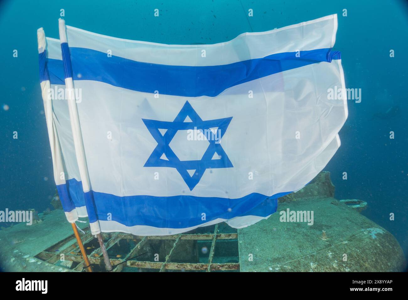 Israel flag on a shipwreck in the Red Sea, Israel Stock Photo - Alamy