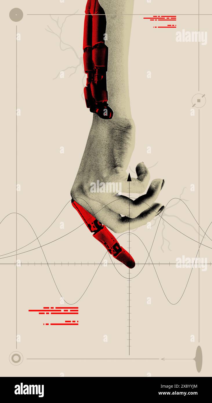 Human arm transitioning into robotic limb. Fusion of human biology with ...