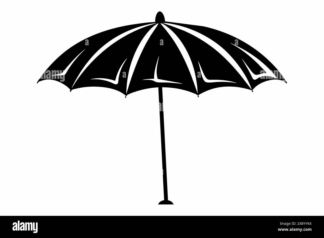 Black beach umbrella with a simple geometric design. Minimalist style ...
