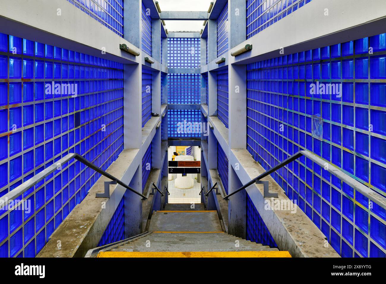 entrance to Hanover-Nordstadt railway station, blue glass blocks and ...