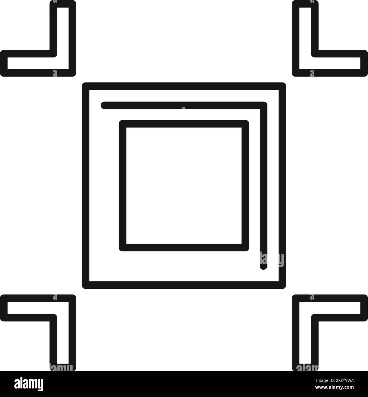 Simple vector icon of a square frame outlined by bold black lines on a ...