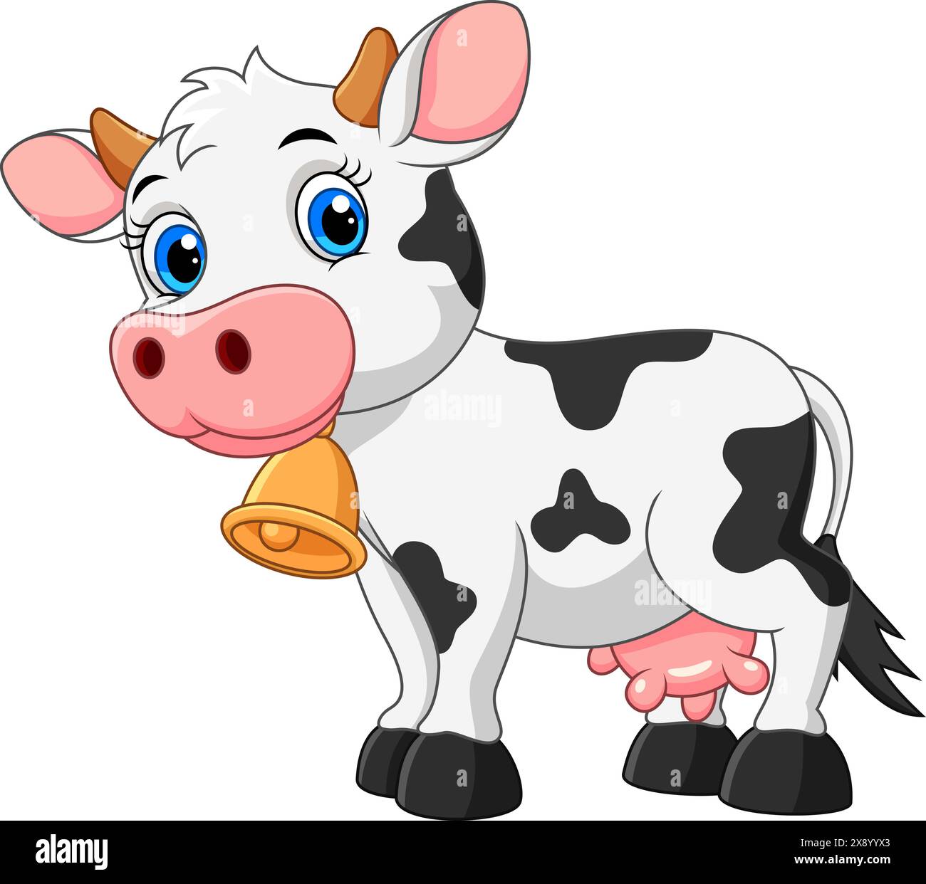 Cartoon cute cow vector illustration on white background Stock Vector ...
