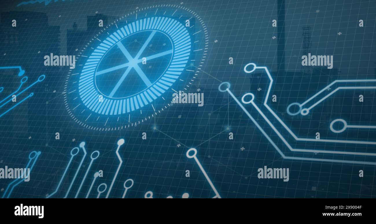 Image of scope scanning and data processing over circuit board Stock Photo - Alamy