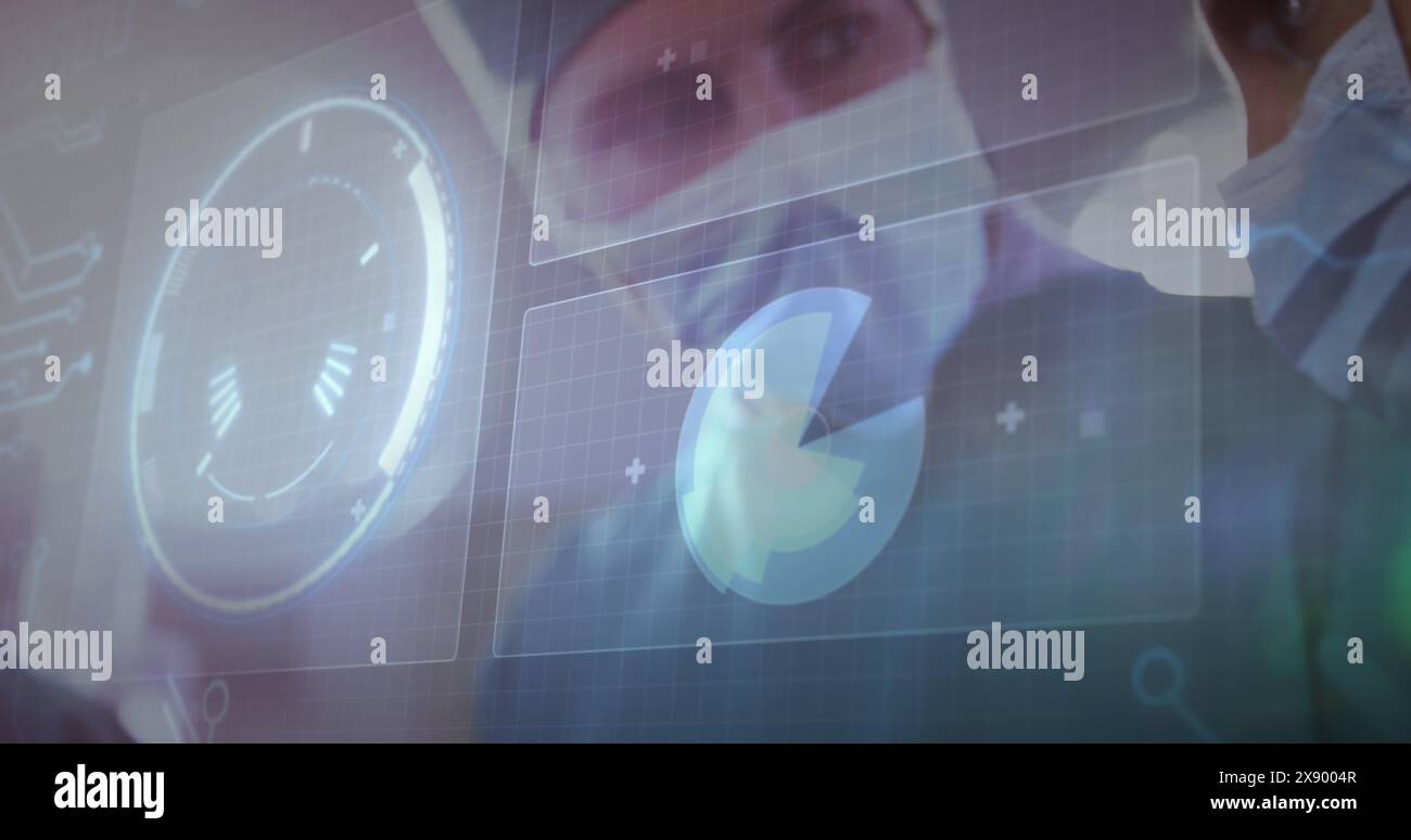 Image of data processing against diverse male and female surgeons ...