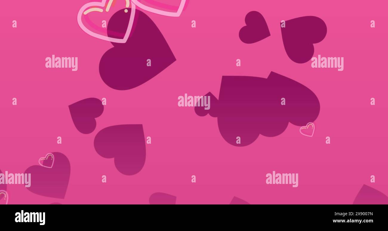 Image of multiple heart icons floating against copy space on pink ...